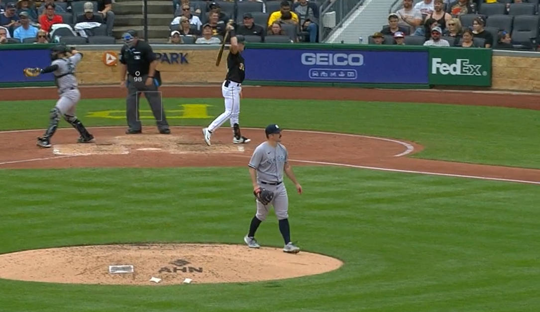 Ball Kicks Off 3rd Base in 7th, Dooms Yanks & Rodon. Pittsburgh 3 NY 2 ...